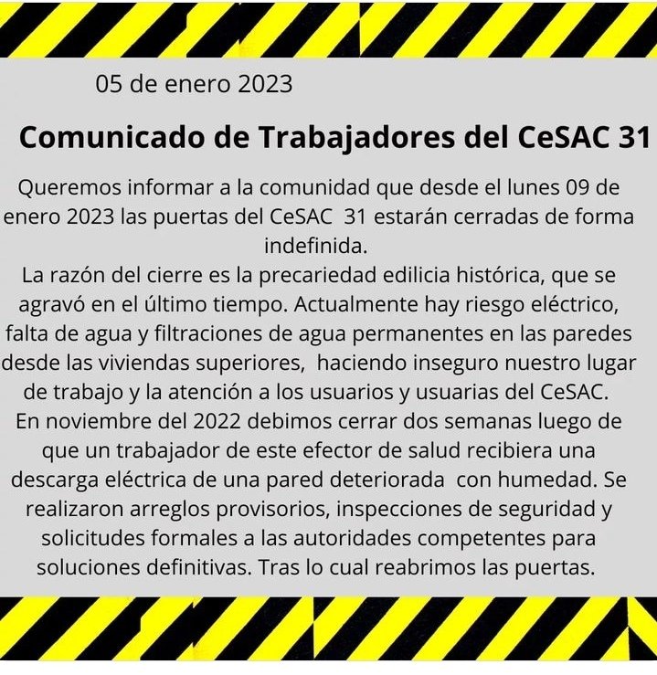 Bajo Flores: cierra el CeSAC N° 31 del Barrio Illia "de forma ...